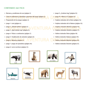 60 Tarjetas Animales Salvajes para niños | Nuestra Aventura Dinosaúrica